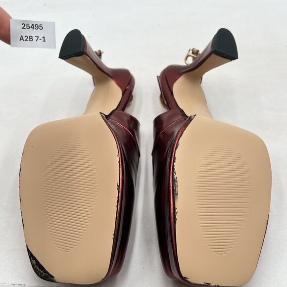 FOWT | Shoes | Fowt Red Platform Square Toe Pumps Block High Heel ...